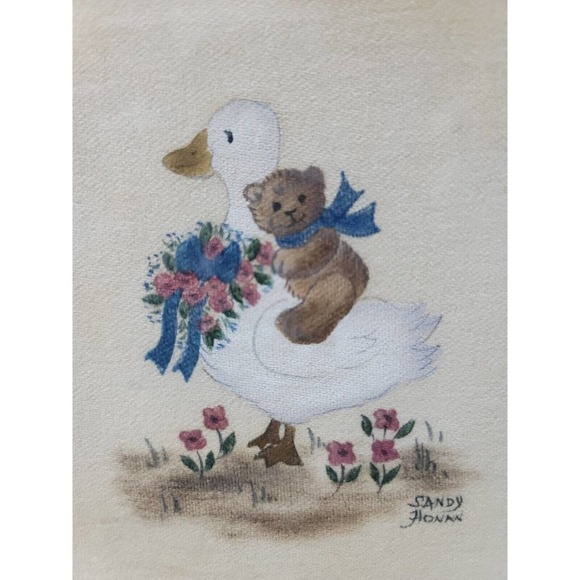 Art | Vintage Sandy Honan Theorem Painting Folk Art Framed Signed Cub ...